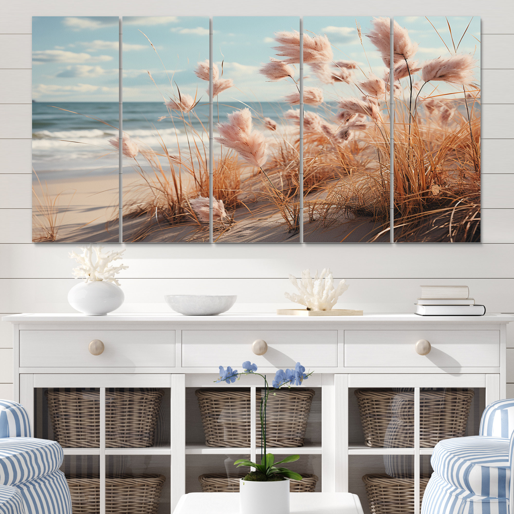 Rosecliff Heights Ocean Spring Bliss Tender Pastel Beach Grass I - Beach Wall Art Print - 5 ...