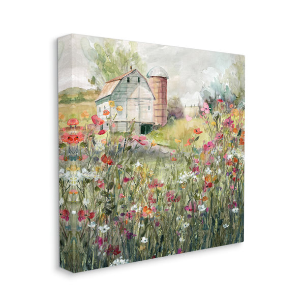 Stupell Industries Vibrant Flower Blossoms Surrounding Rural Barn ...