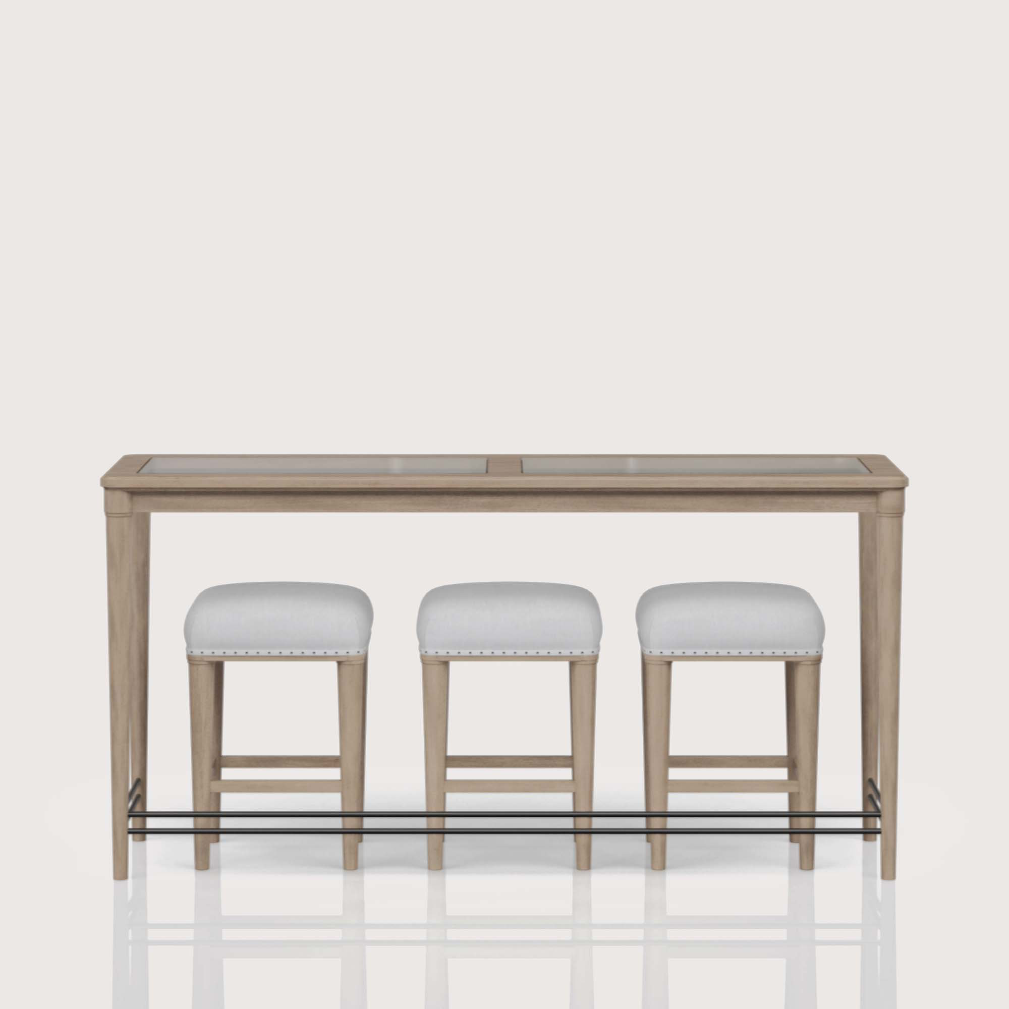 George Oliver Athol Frosted Glass Console Table With 3 Stools - Wayfair ...