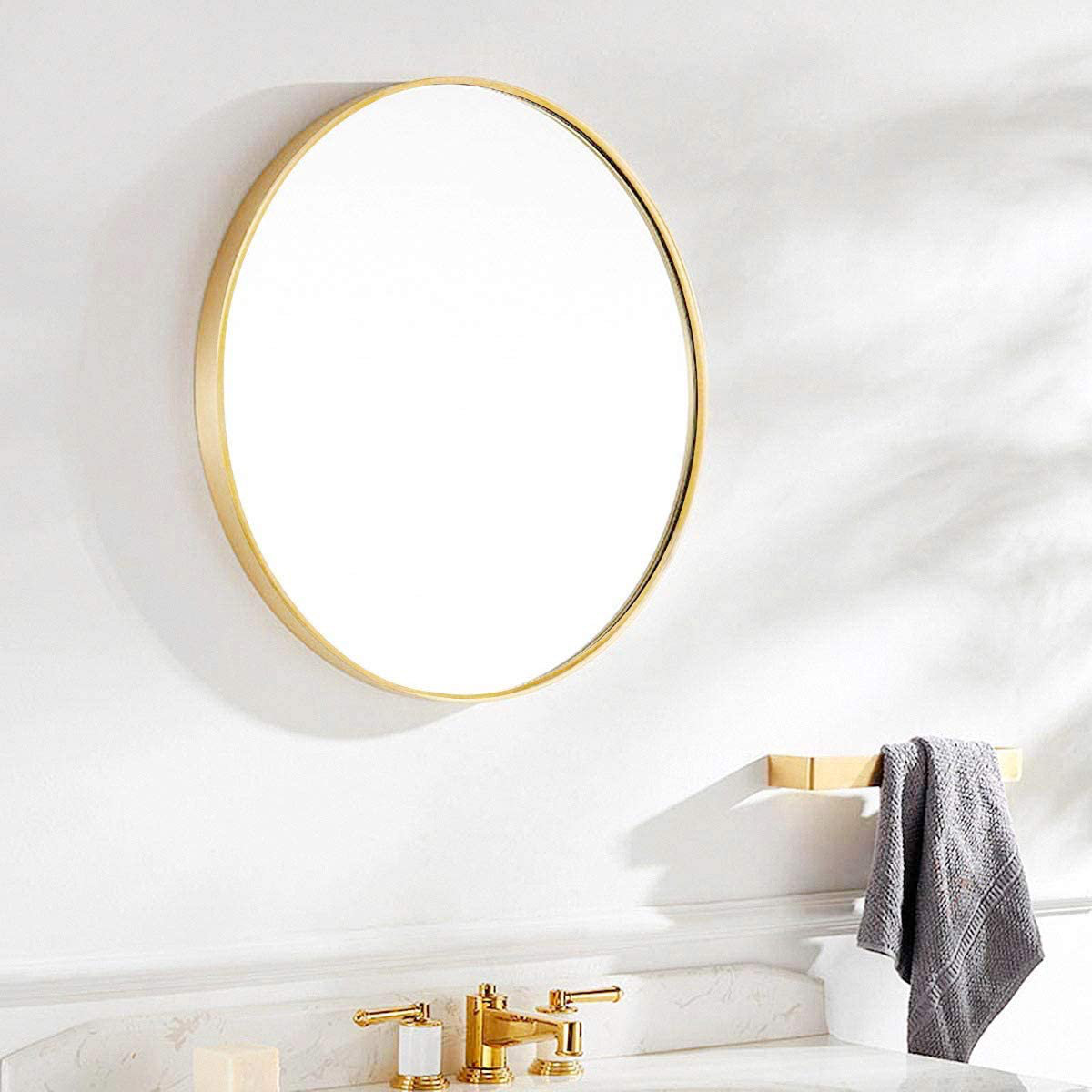 Etta Avenue Alexei Round Wood Framed Wall Mounted Accent Mirror ...