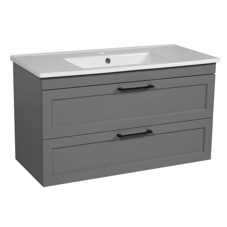 Hokku Designs Janille 33.3'' Single Bathroom Vanity with Ceramic ...