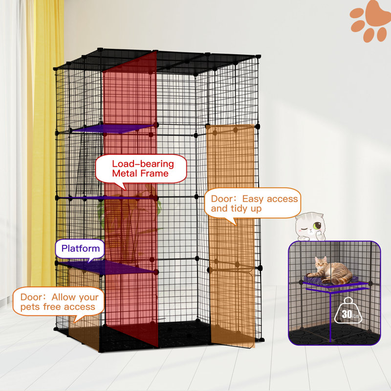 Tucker Murphy Pet™ Ceason 4-Tier Wire Cat Cage Playpen & Reviews | Wayfair
