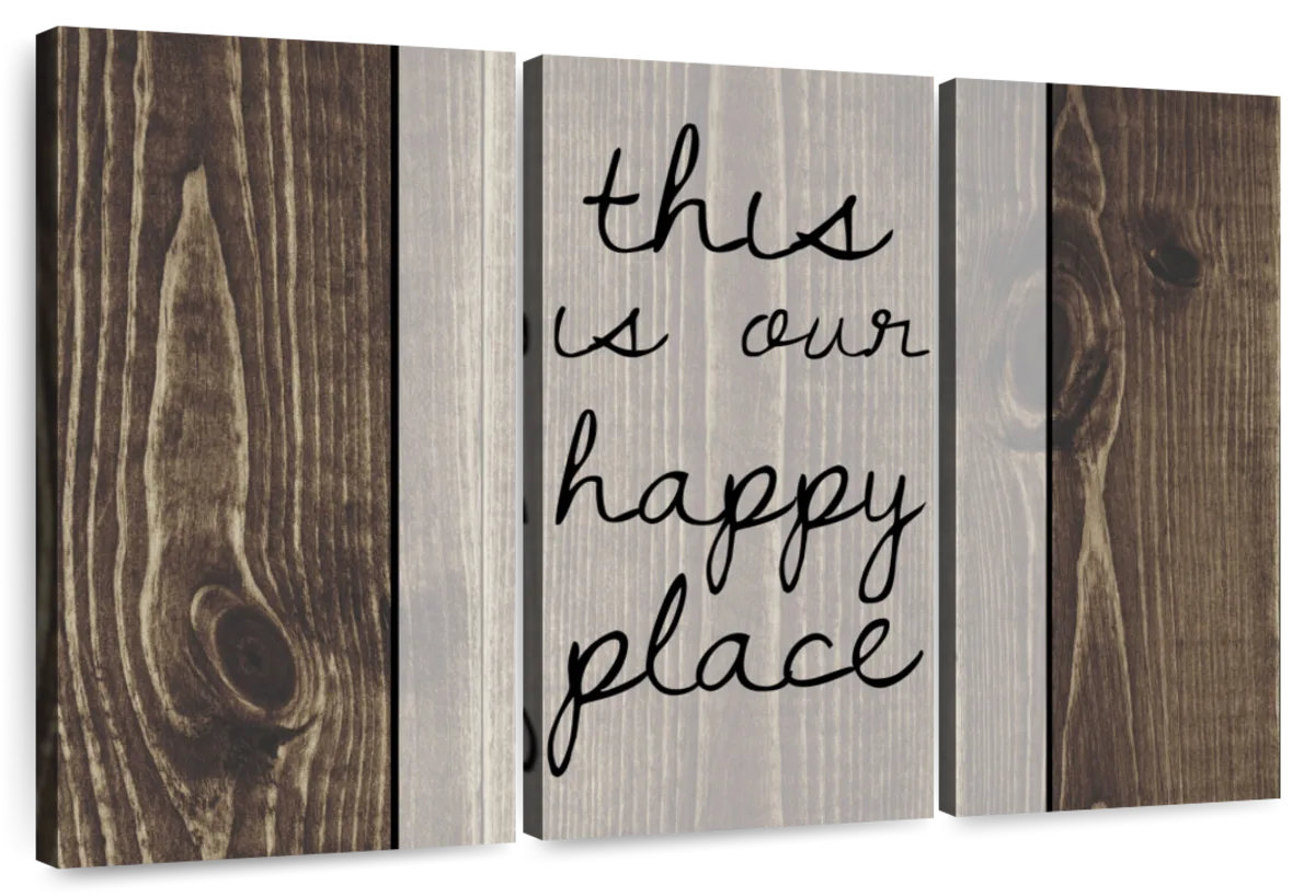 Trinx Our Happy Place Typography Wall Sign | Wayfair