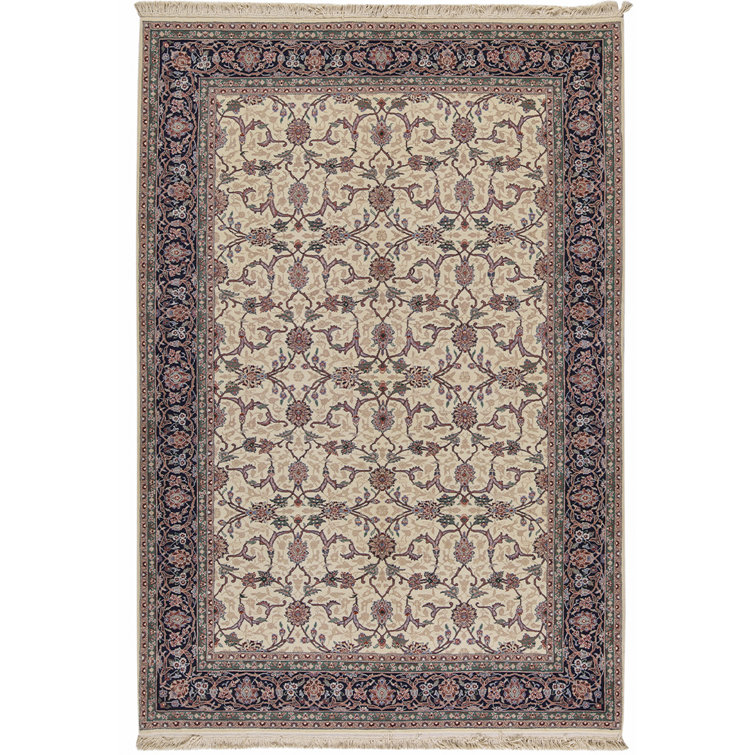 Bokara Rug Co., Inc. High-Quality Hand-Knotted Ivory/Navy/Green Area ...