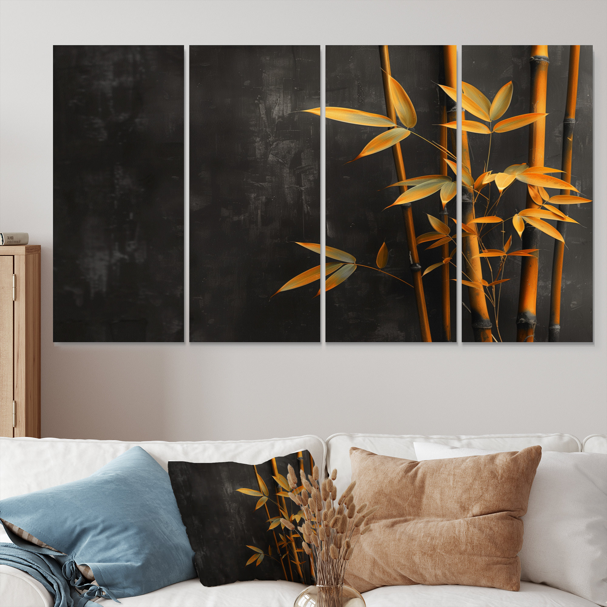 Bay Isle Home™ Yellow Black Rustic Charm Bamboo - Bamboo Canvas Wall ...