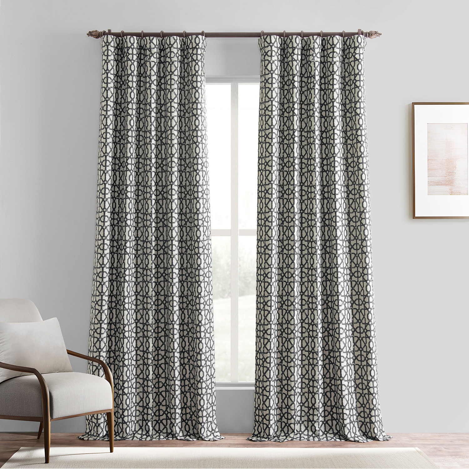 Ebern Designs Lyailya Metro Lattice Jacquard Room Darkening Curtains ...