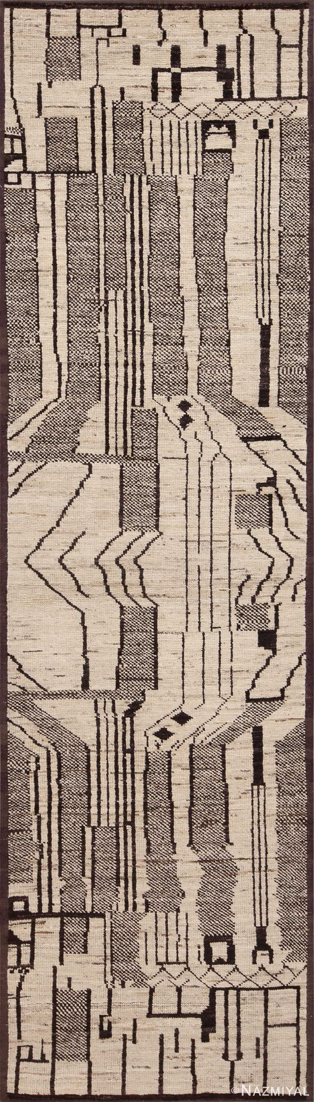 Nazmiyal Collection One-of-a-Kind Tribal Primitive Cream and Charcoal ...