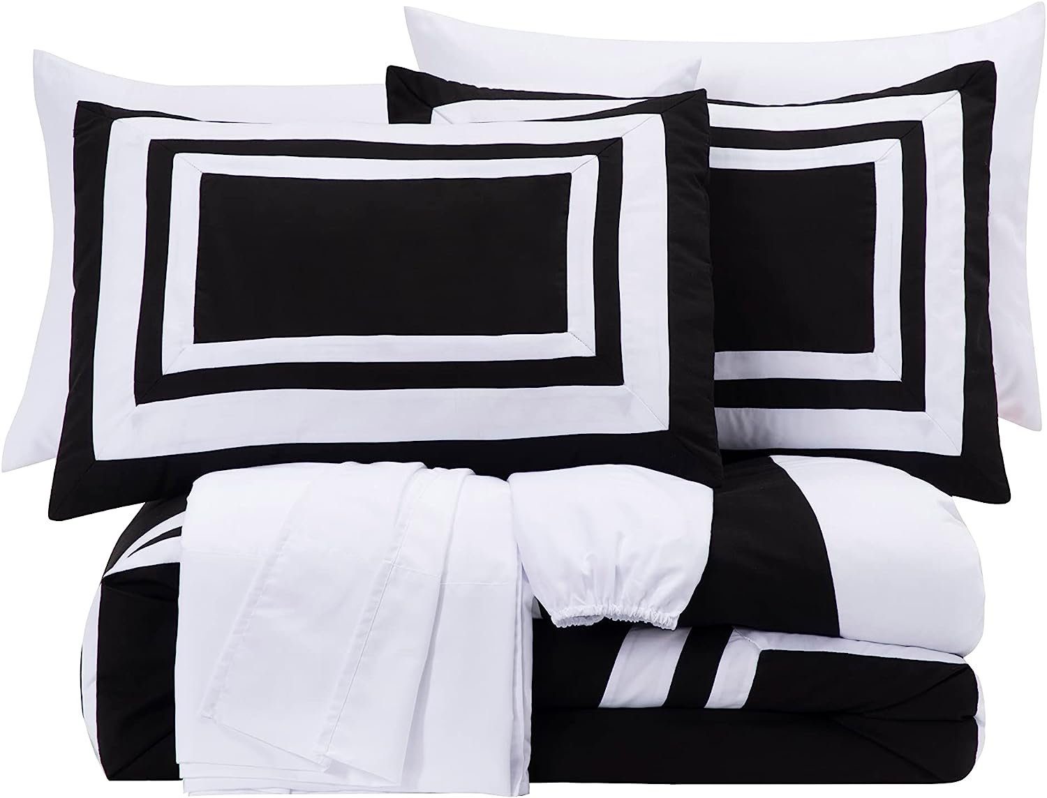 Chezmoi Collection 7-Piece Hotel Style Bed in a Bag Comforter Set with ...