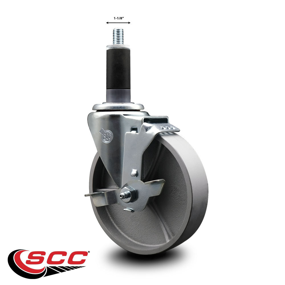 Service Caster Semi Steel Swivel 1-1/8 Inch Expanding Stem Caster with ...