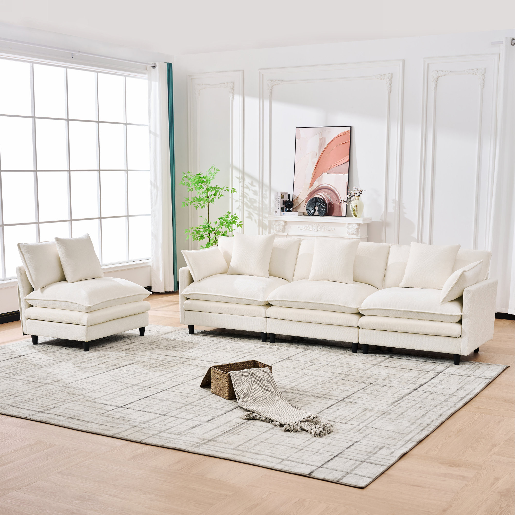 NFusion Kensington 140.9-Inch U-Shaped Modular Sectional Sofa With 2 ...