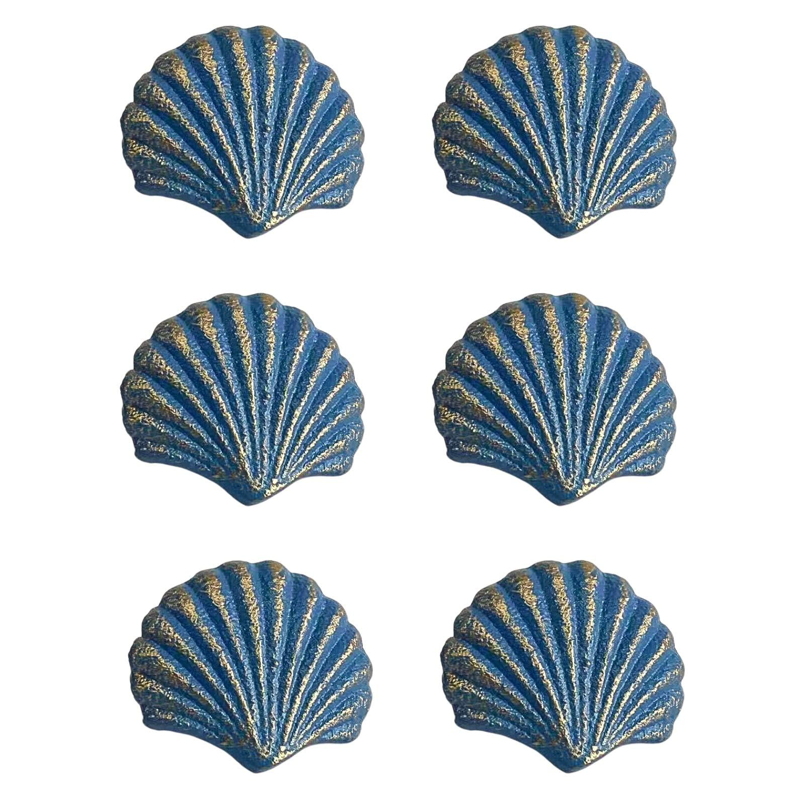 AMAJY Seashell Cabinet Knobs Set Of 6 - Distressed White With Gold ...