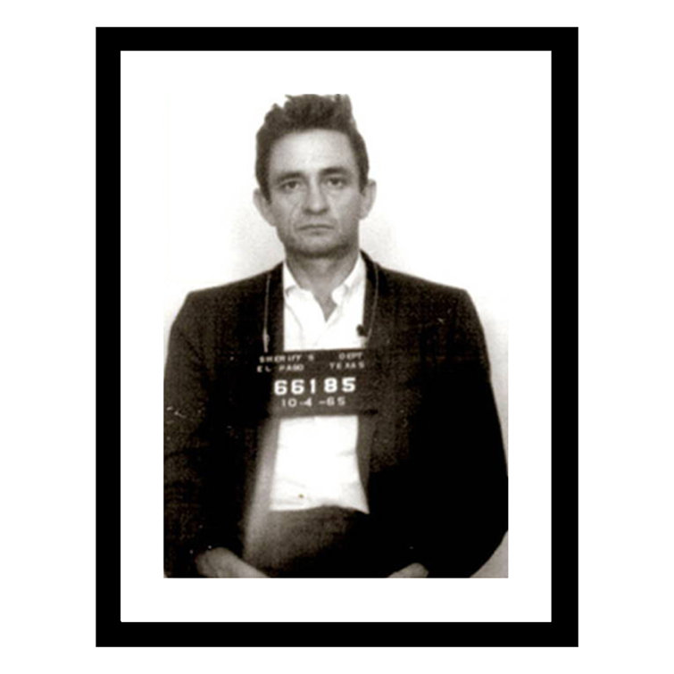Venice Beach Collections Johnny Cash 1965 Mugshot Framed Painting ...