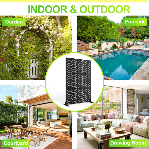UFURYRIDE 72" H x 47" W Metal Privacy Screen, Outdoor Privacy Screens ...