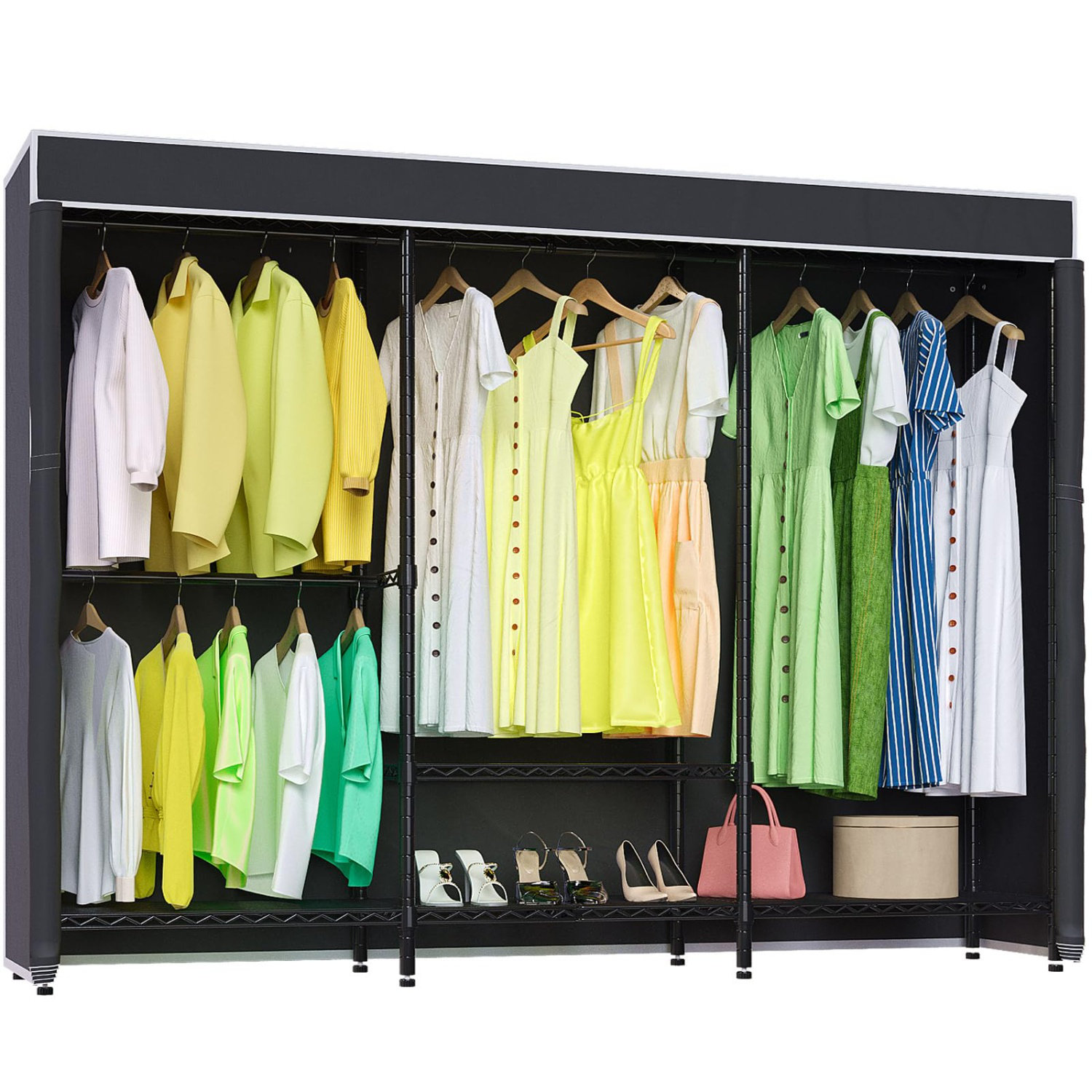 Rebrilliant Garment Rack With Cover, Portable Closet For Hanging ...