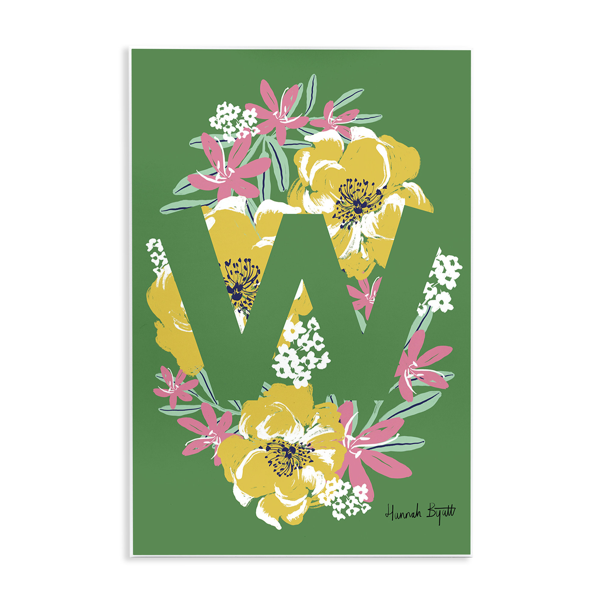 Stupell Industries Floral Bloom Letter W Wall Plaque Art by Hannah ...