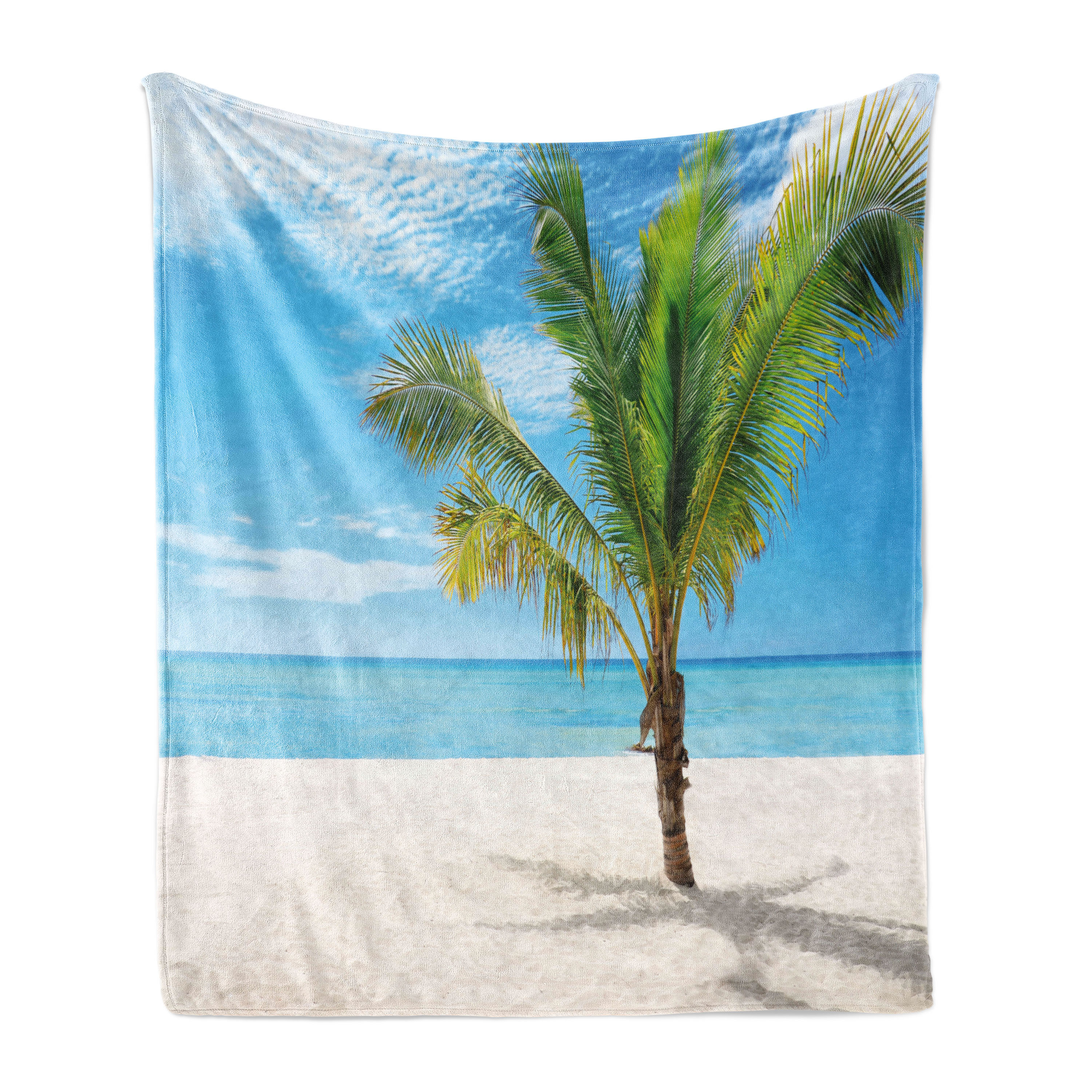 Ambesonne Tropical Fleece Throw Blanket Coconut Palm at Beach Blue ...