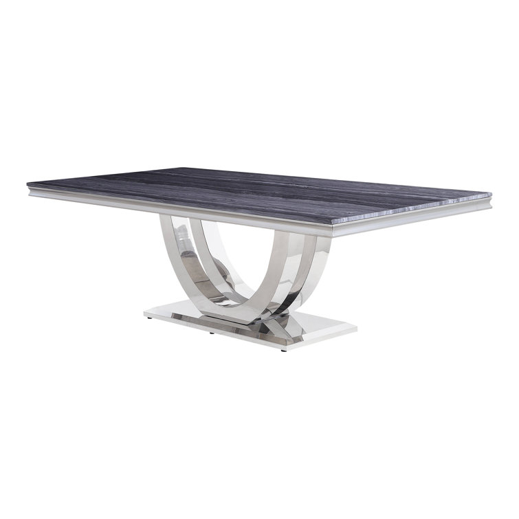 Rosdorf Park Faux Marble Top Metal Base Dining Table | Wayfair