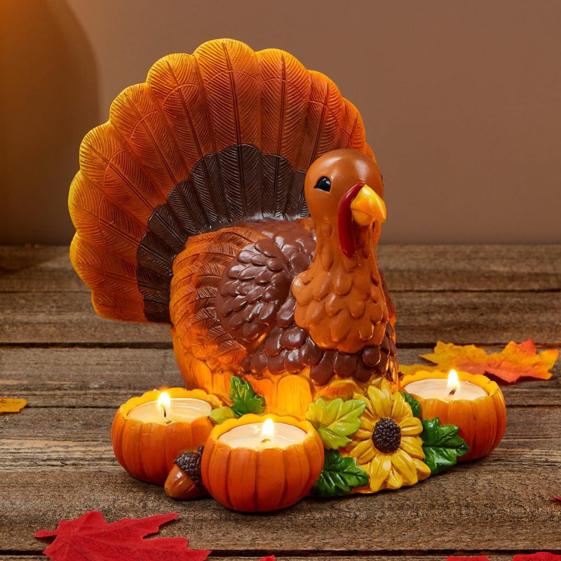The Holiday Aisle® Thanksgiving Turkey Candle Holders, Tabletop ...