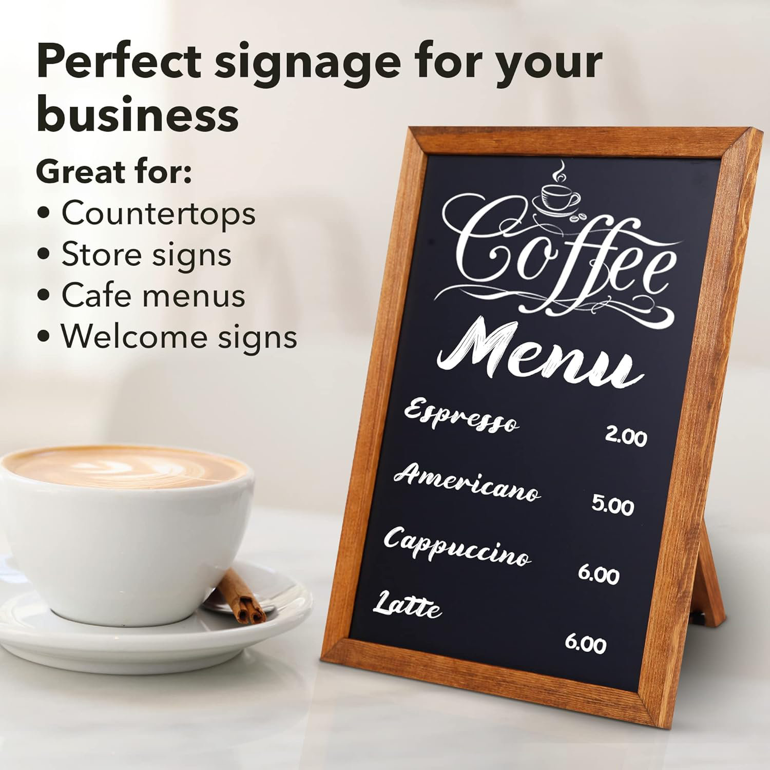 Ebern Designs Chalkboard Sign With Stand And Markers, 11X14 Deep Black ...