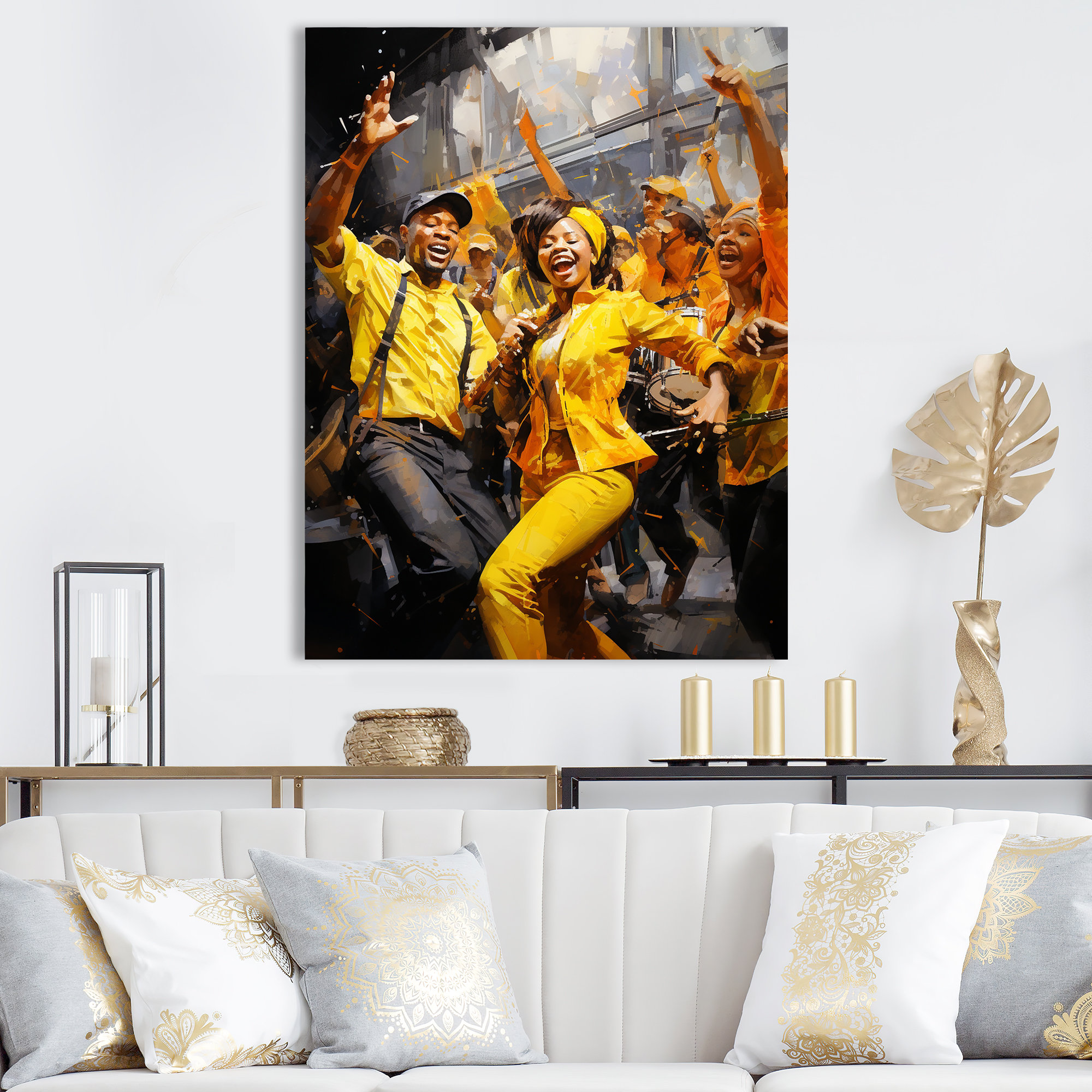 Winston Porter Yellow Jazz Dance Fusion II - Print on Canvas | Wayfair