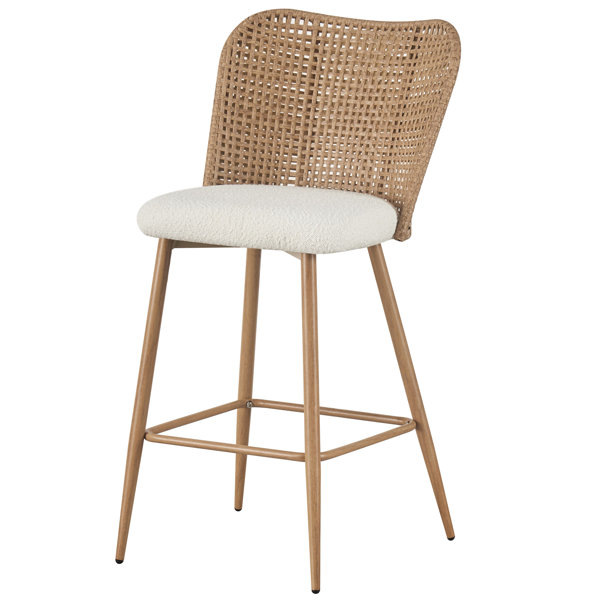 Bayou Breeze Rattan Counter Height Bar Stools,26inch-upholstered Boucle ...