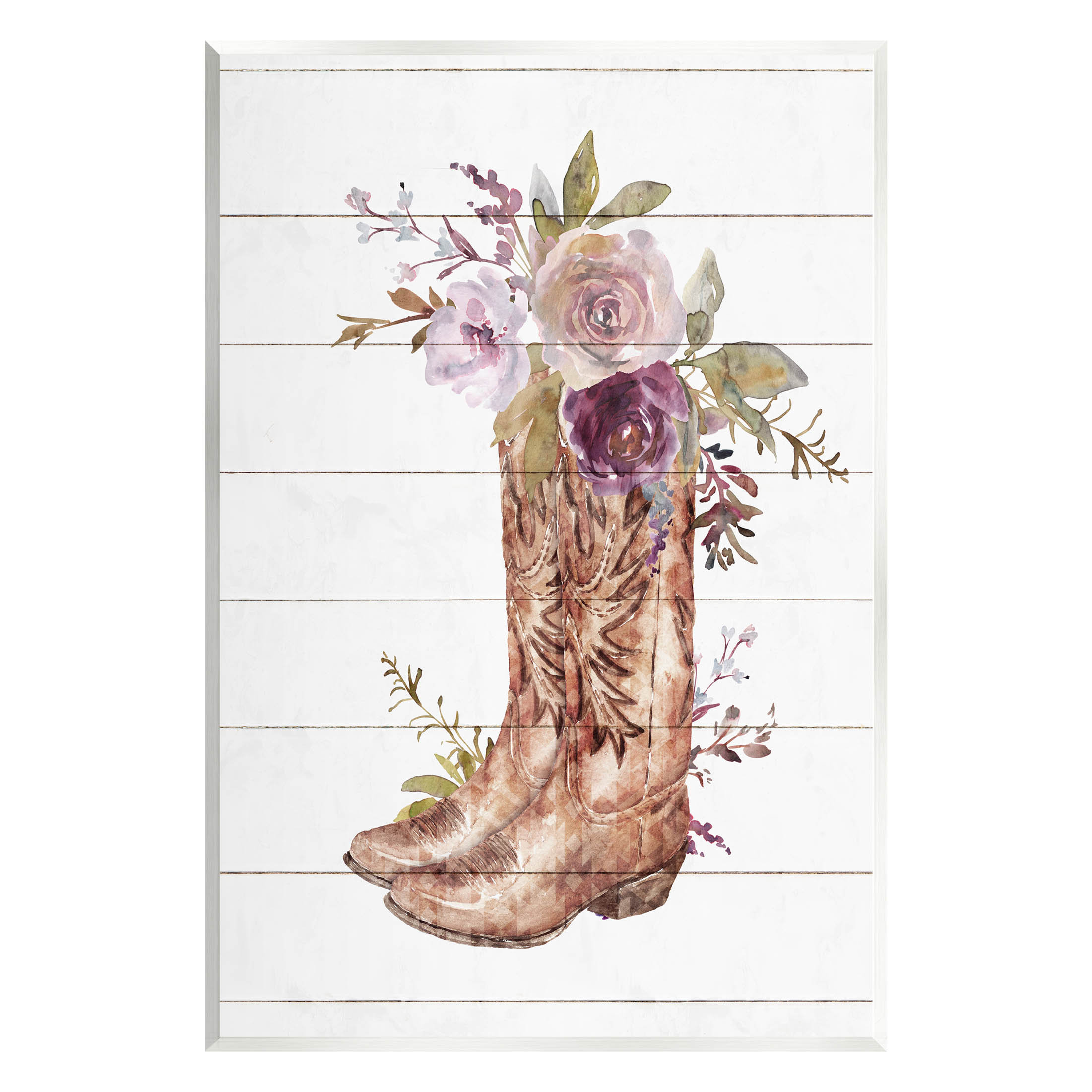 Stupell Industries Country Cowboy Boots Flower Bouquet Wall Plaque Art ...