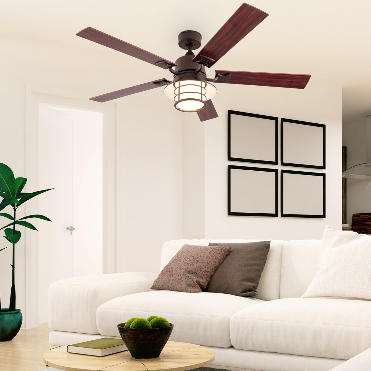 SIMPOL HOME 52'' 5 - Blade LED Dual Ceiling Fan with Wall Control and ...