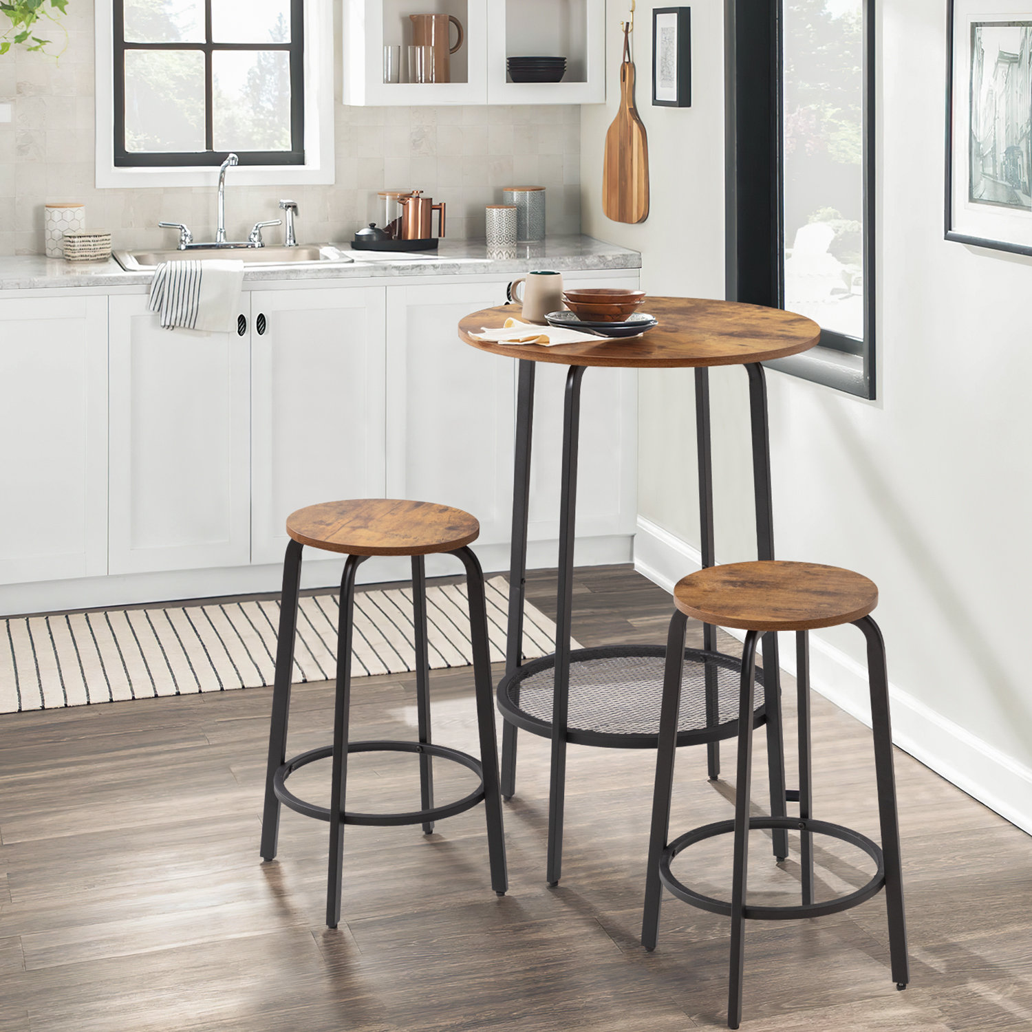 17 Stories 3 - Piece Round Wood Counter Height Dining Set (Set of 3 ...