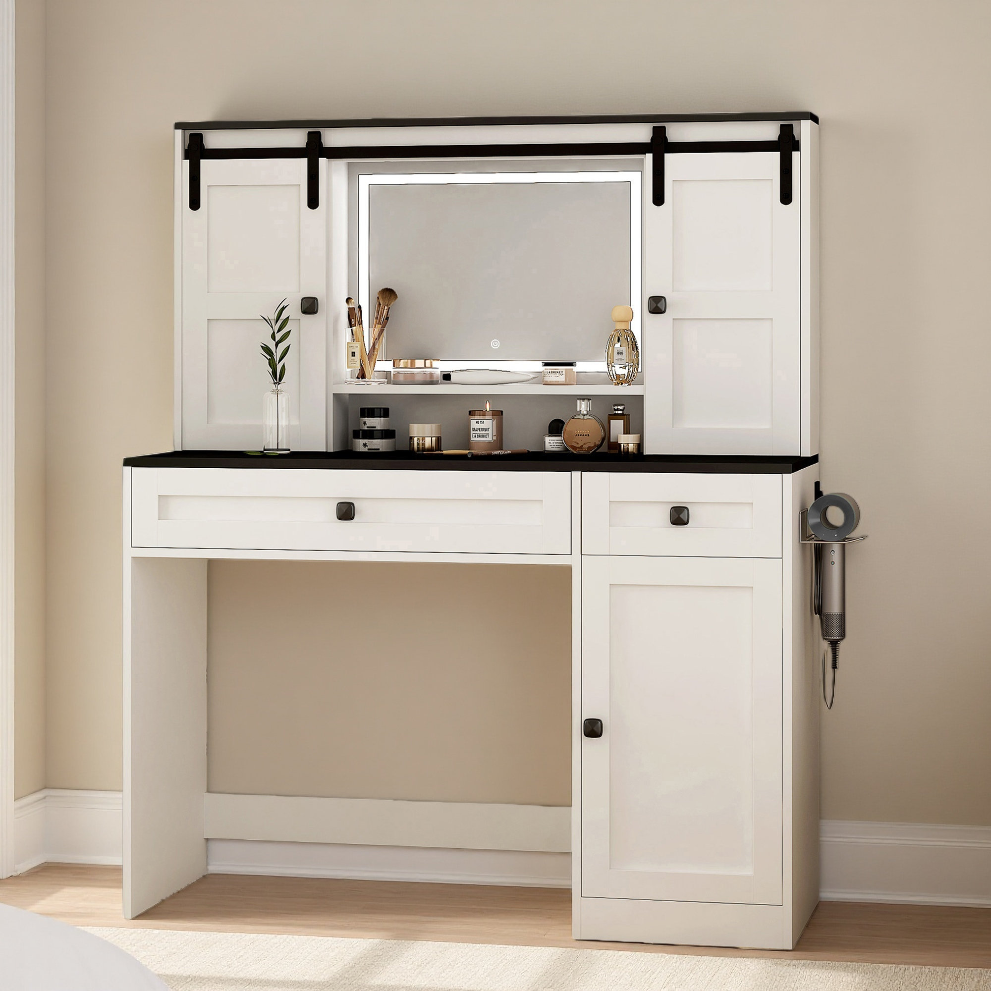 Ivy Bronx Farmhouse Dressing Table Makeup Table, 43" Wide Dressing ...