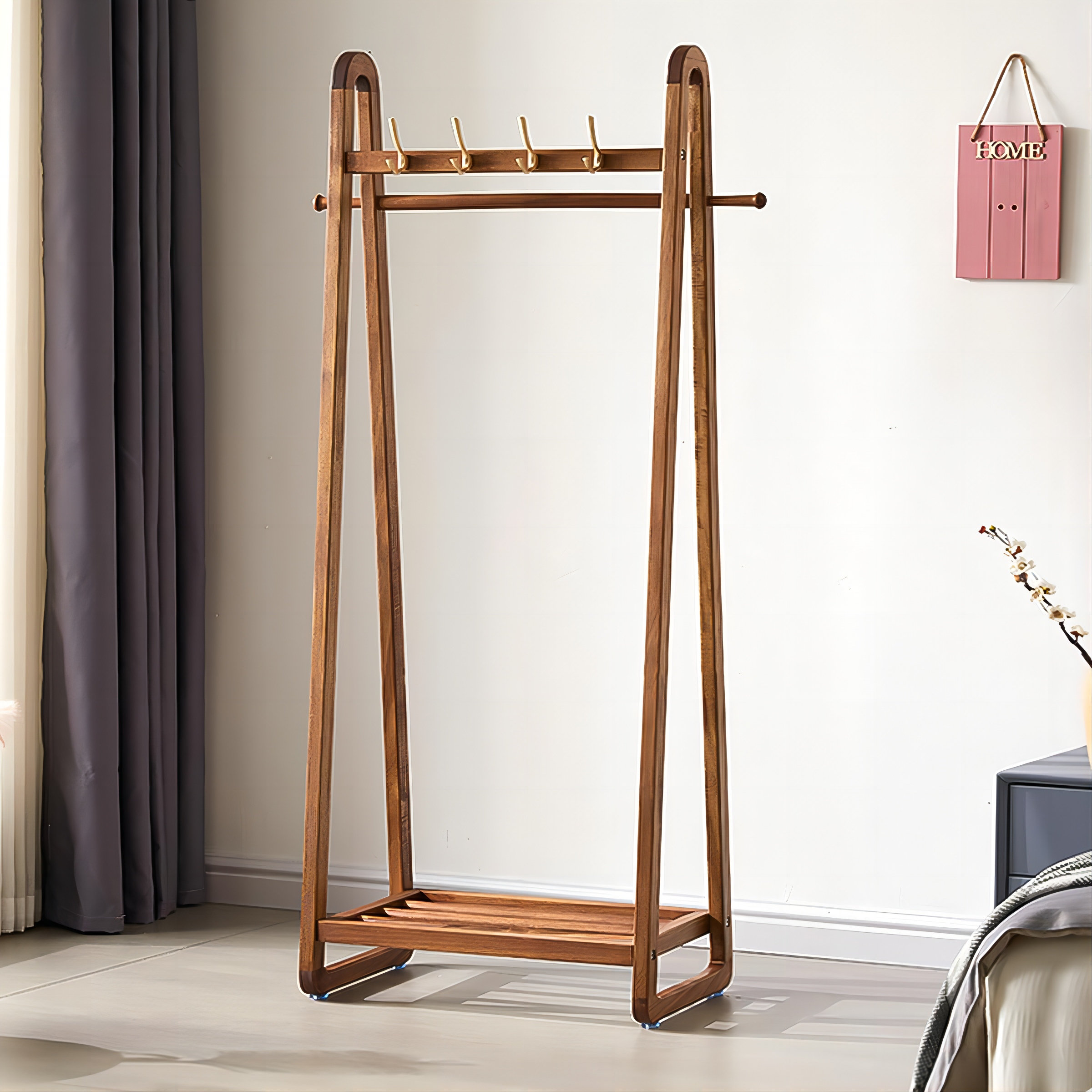 Recon Furniture 23.62" Dark Brown Solid Wood Clothes Rack - Wayfair Canada