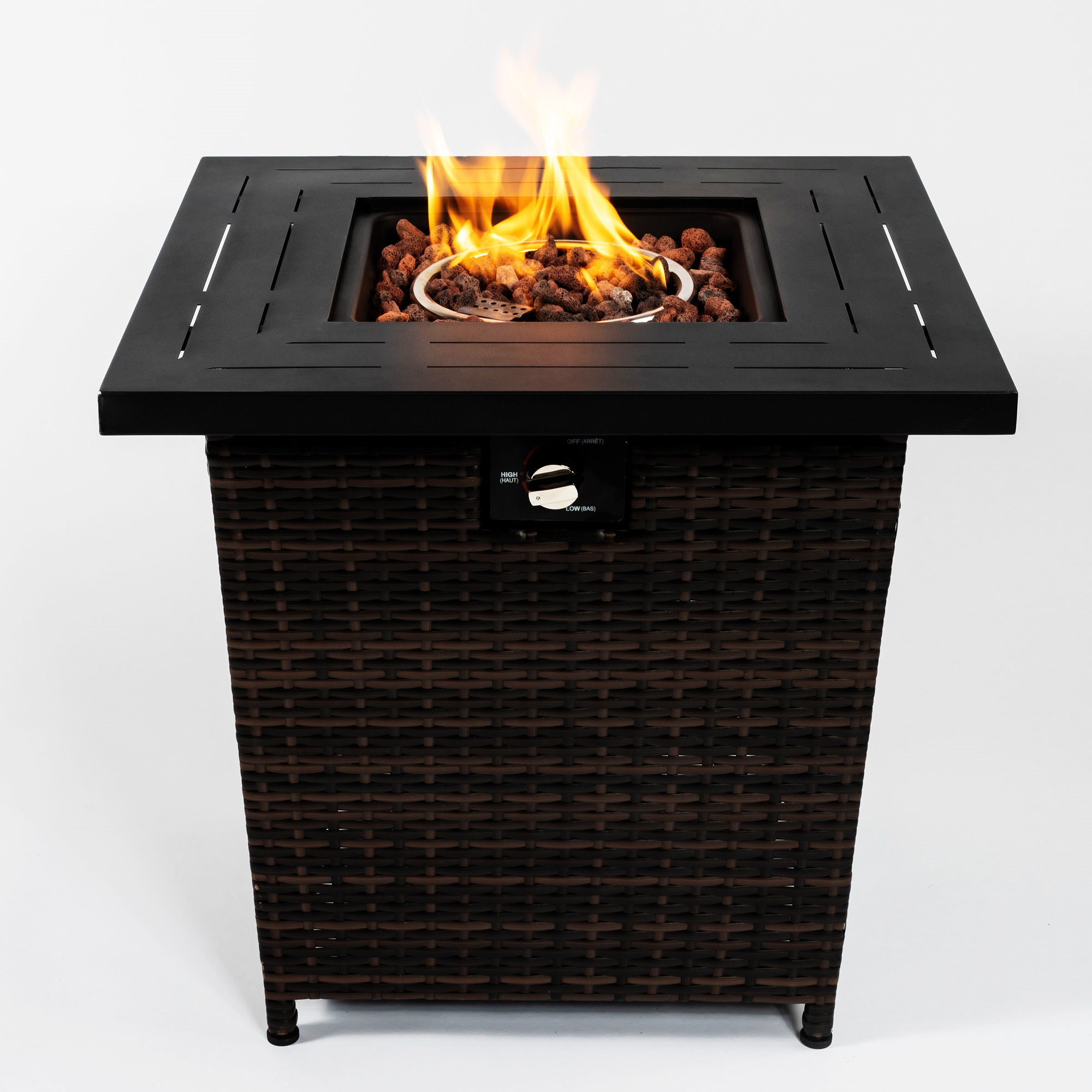 Latitude Run® 28Inch Wicker Square Fire Pit Table | Wayfair