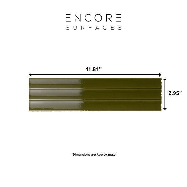Encore Surfaces Bead 3" x 12" 3D Recessed Fluted Subway Wall Tile | Wayfair