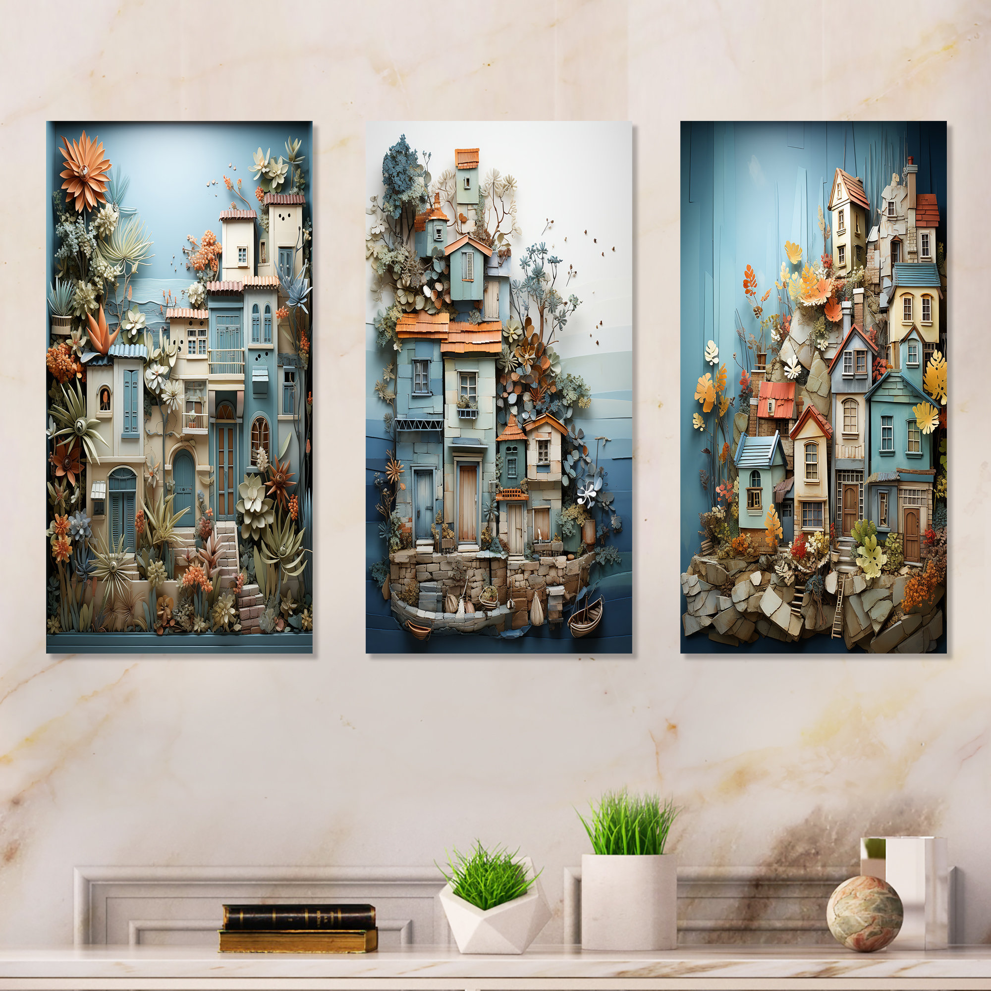 Lark Manor™ Fishing Village Modern Collage I - Coastal Windows Canvas ...