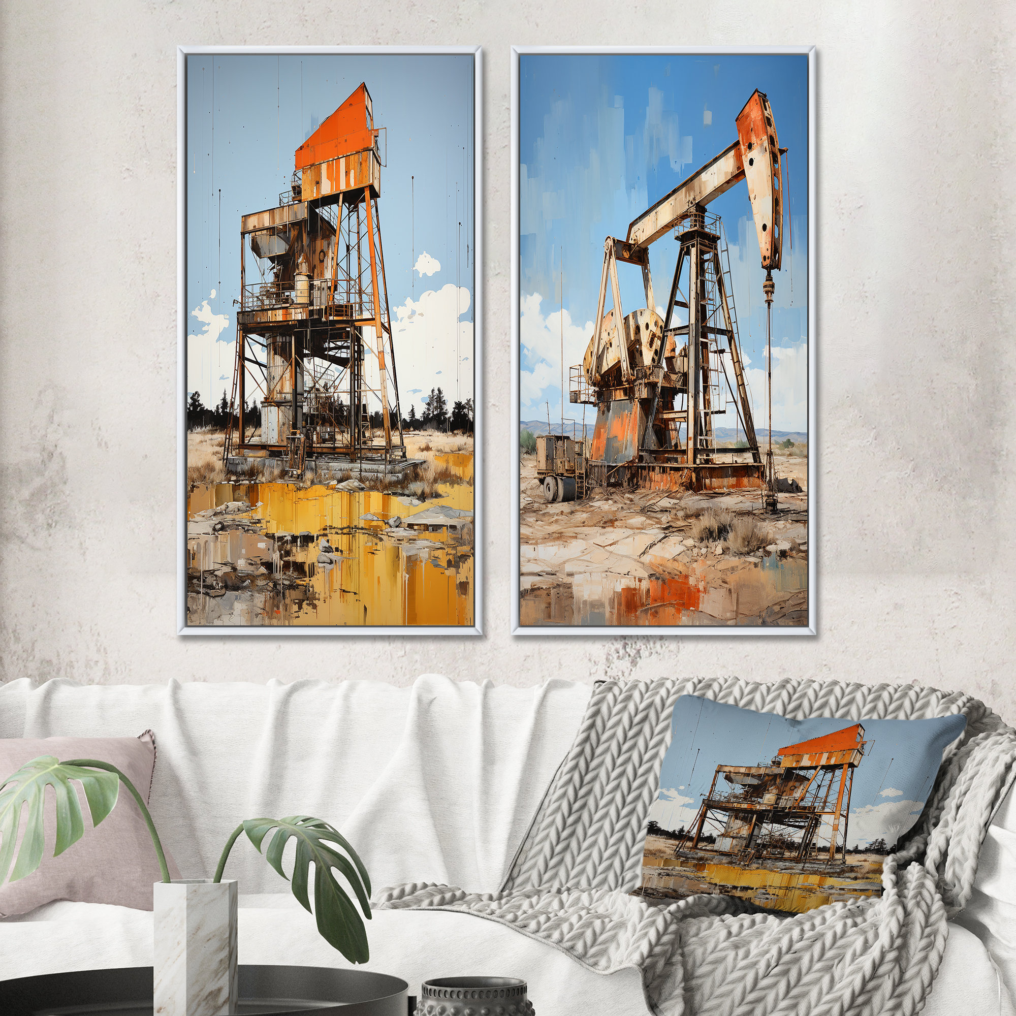 Red Barrel Studio® " Gold Oil Rigs Fields In Texas " 2 - Pieces on ...