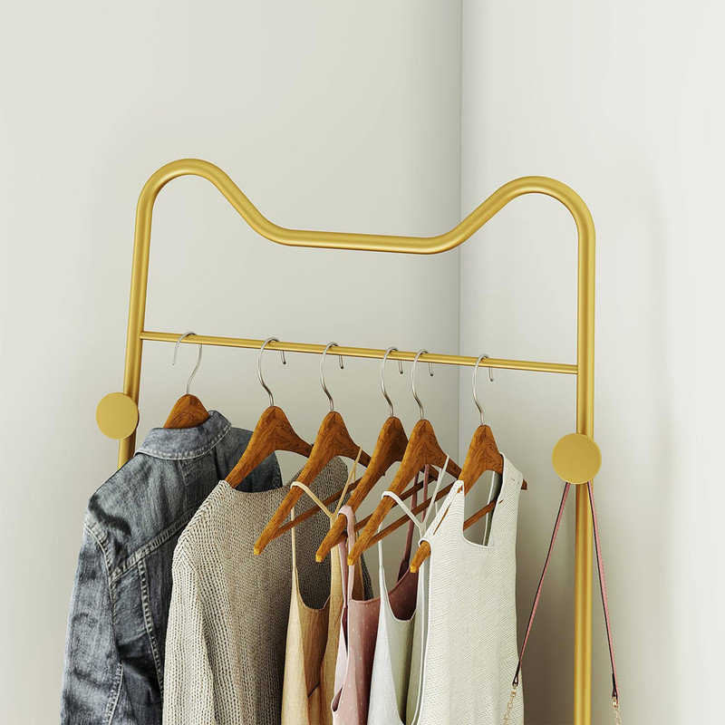 Everly Quinn Gold Metal Corner Coat Rack | Wayfair