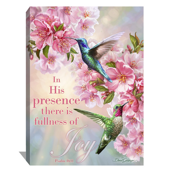 Trinx Hummingbirds in Spring with Scripture Canvas Wall Art LG ...
