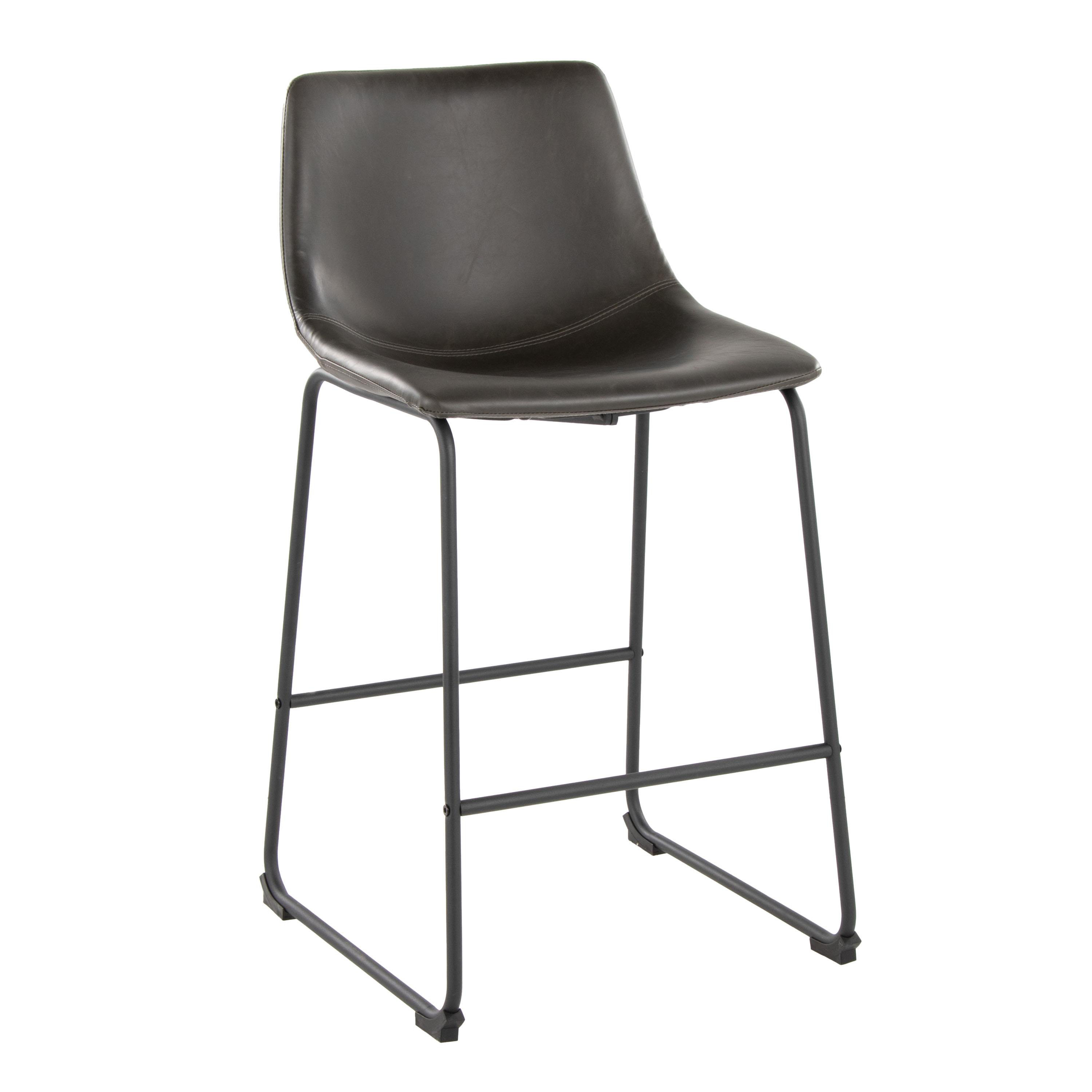 17 Stories Duke Fixed-Height Counter Stool with Zig-Zag Stitching | Wayfair
