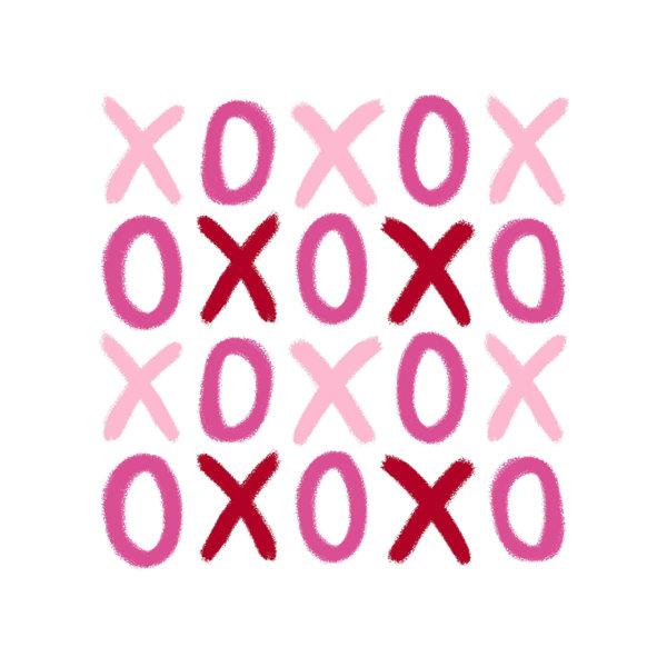 Ebern Designs Pink Red Xoxo - Wrapped Canvas Painting | Wayfair