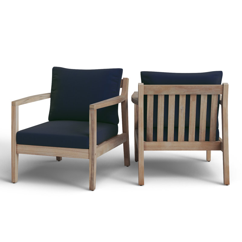 Joss & Main Amina Outdoor Solid Wood Acacia Chair with Cushions ...