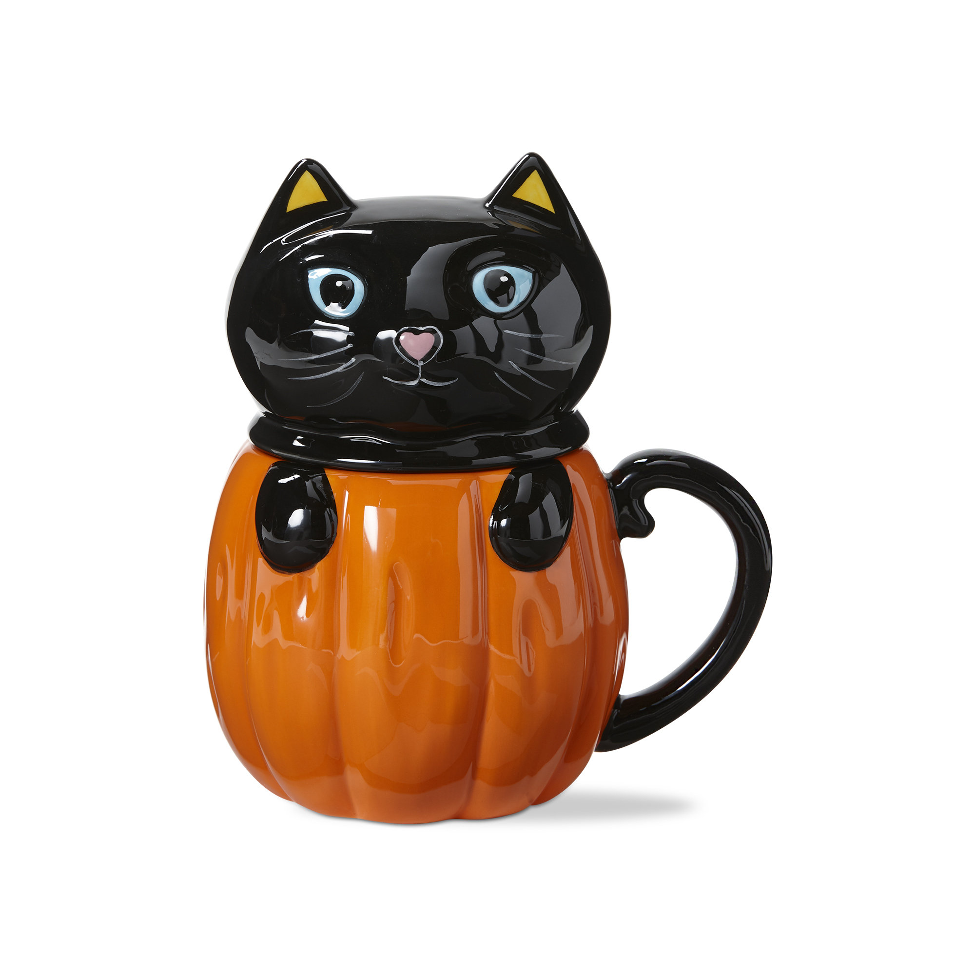 The Holiday Aisle® Hourihan Hello Pumpkin Cute Kitty Lidded Mug | Wayfair