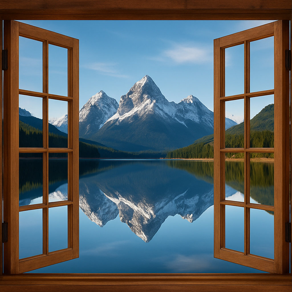 Ophelia & Co. Twin Peaks Reflection – Snowy Mountains over Lake Canvas ...