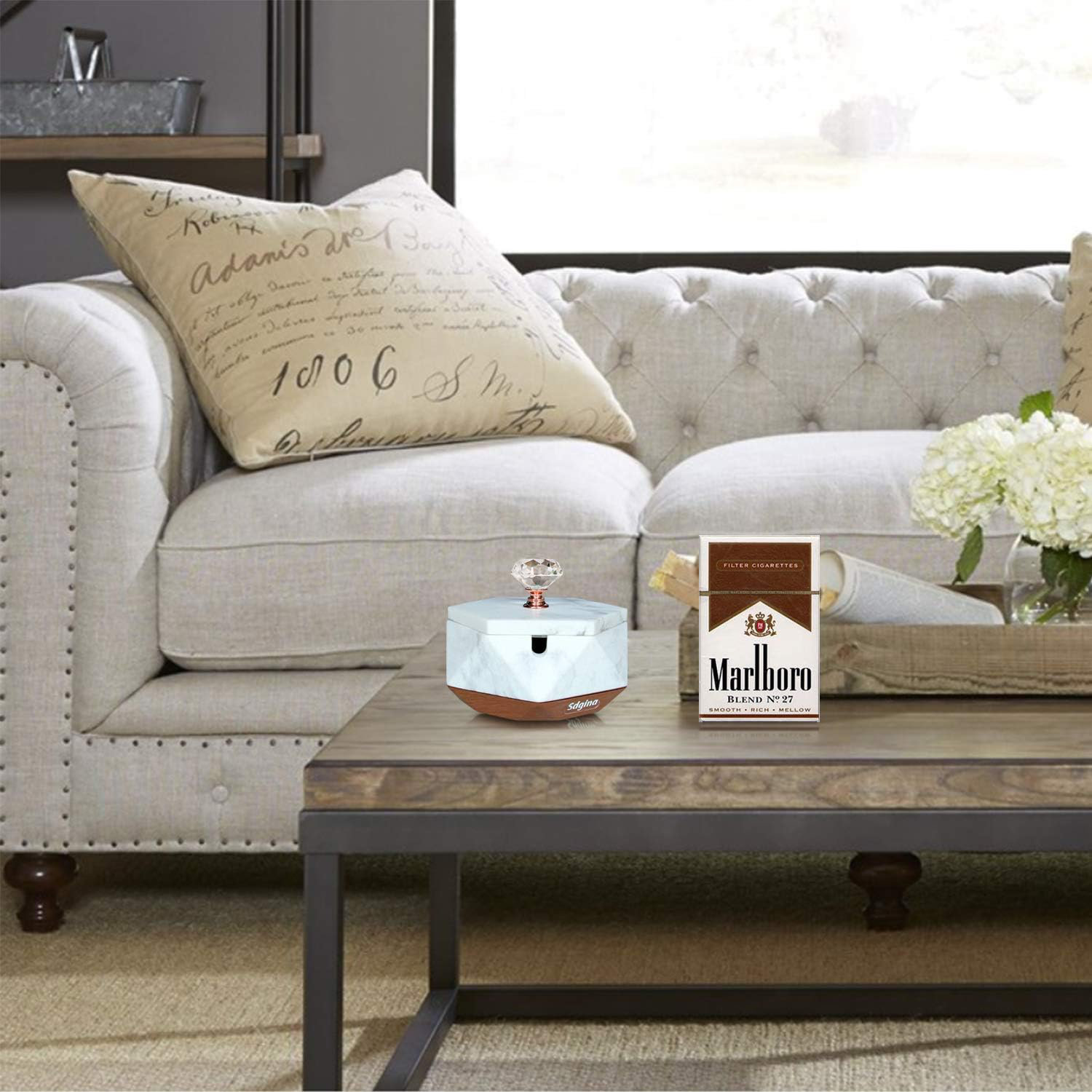 WIZIAT Ashtray With Lid, Decorative Ashtray For Cigarette Smokers With ...