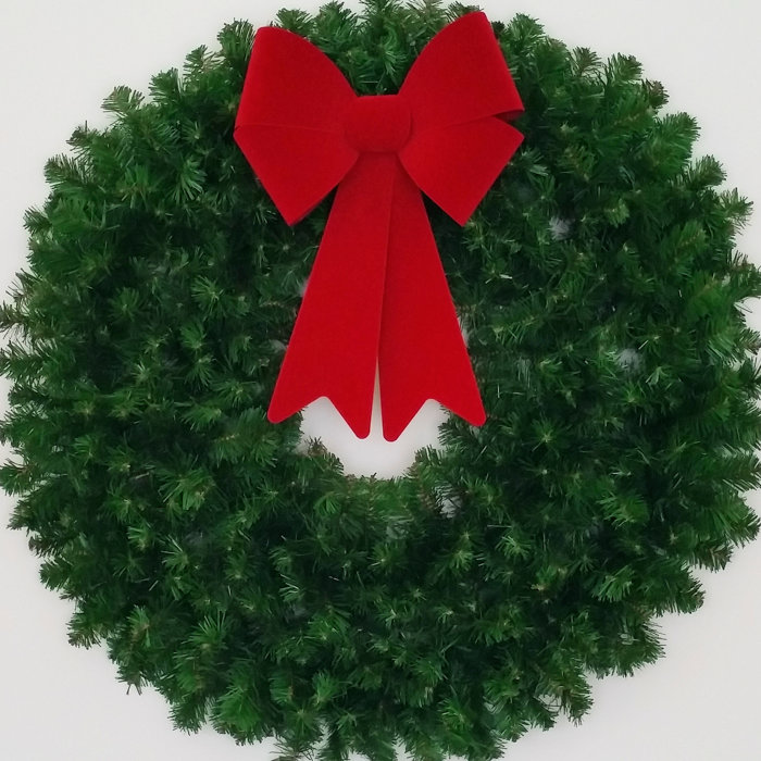 ACWreaths 36" Christmas Wreath With Large Red Bow | Wayfair