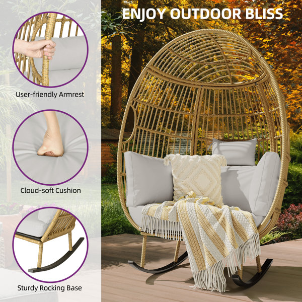 Langley Street Macfarlane Wicker Outdoor Rocker Chair & Reviews | Wayfair