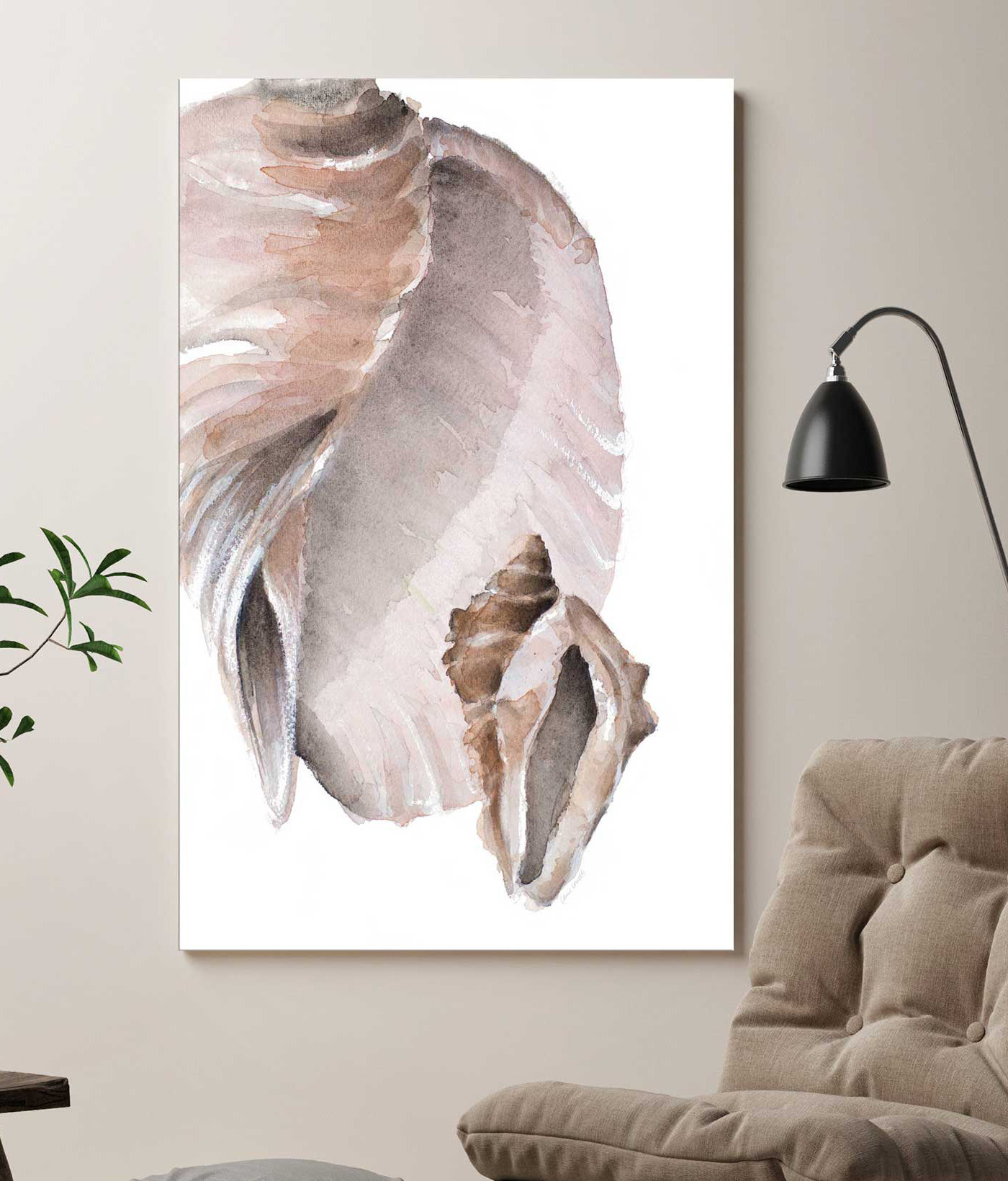 Highland Dunes 'Tonal Shell II' Watercolor Painting Print - Wayfair Canada