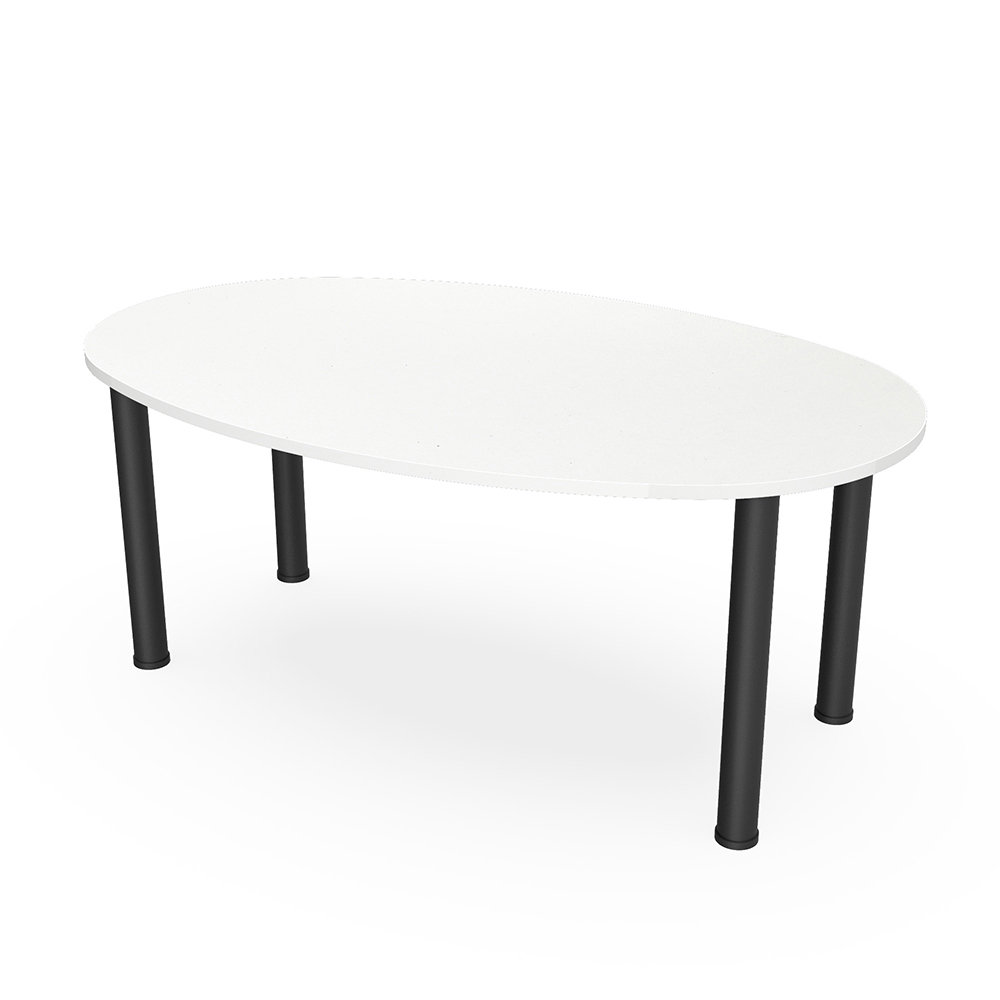 Inbox Zero 6x4 Oval Boat Meeting Room Table with Matte Black Post Legs ...