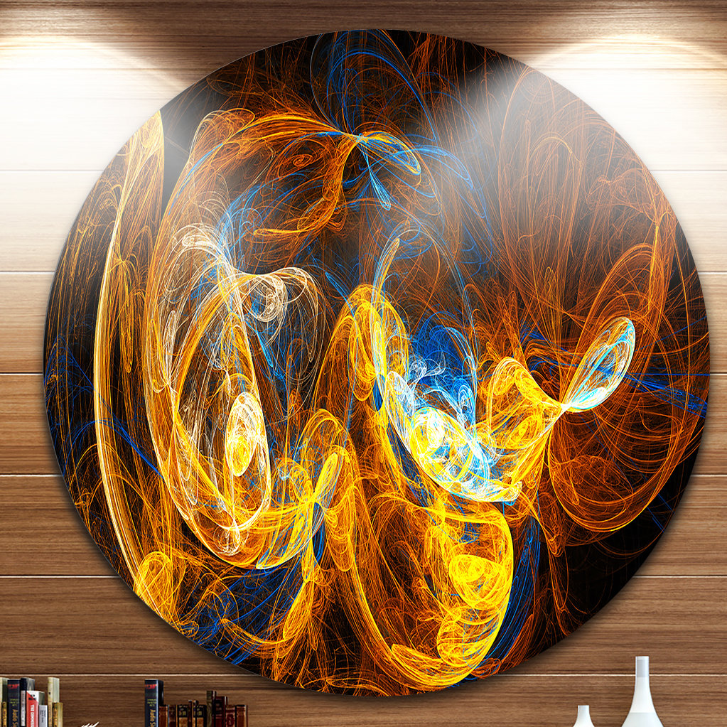 Design Art 'Fractal Smoke Texture Orange' Graphic Art Print on Metal ...