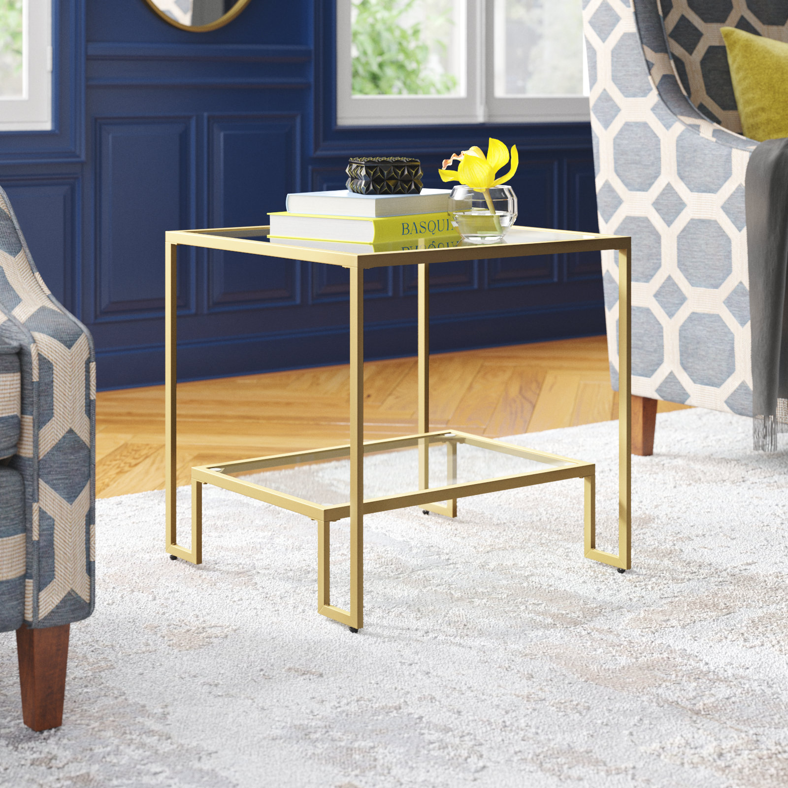 Etta Avenue™ Heaton Glass End Table with Storage & Reviews | Wayfair