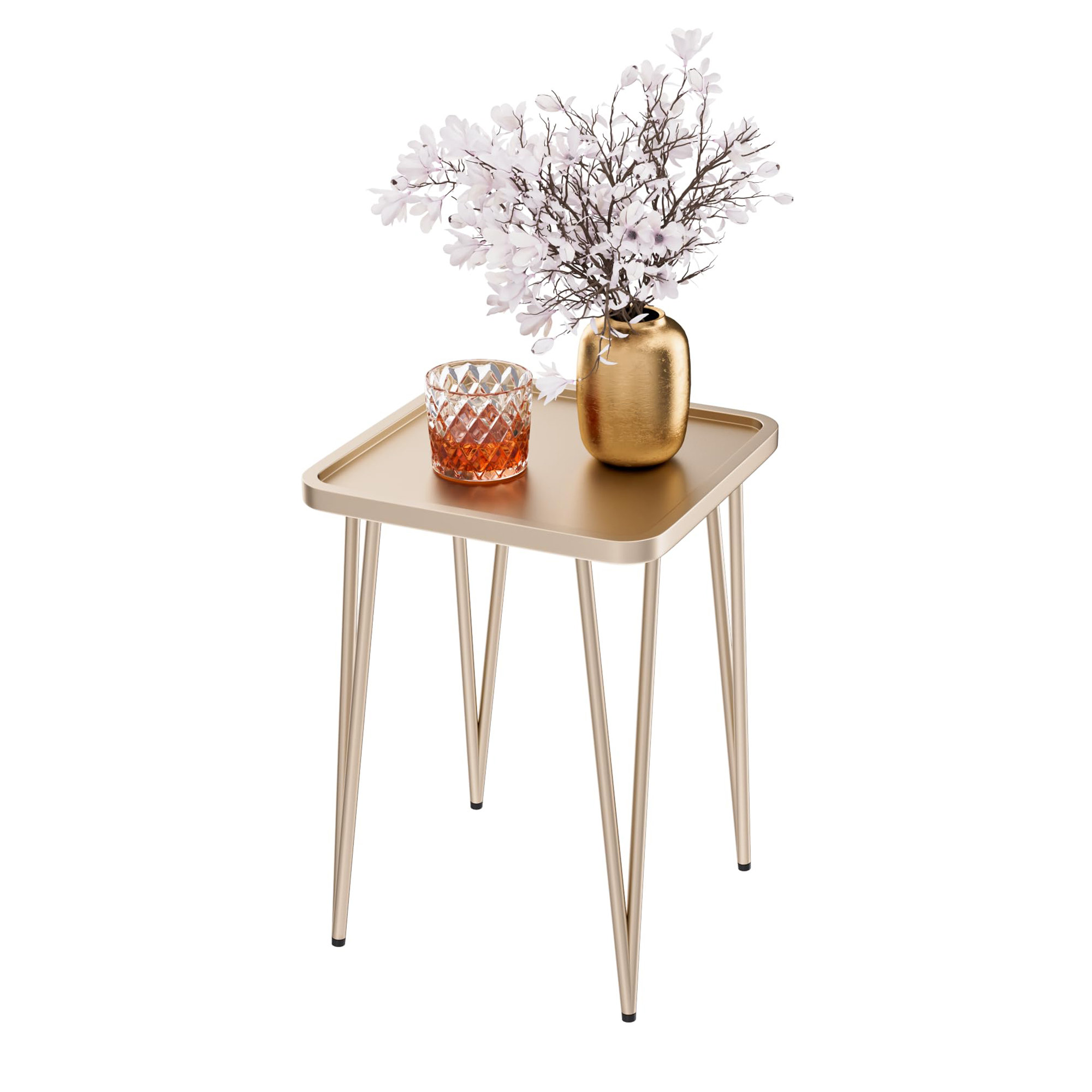 Gian Square Side Table, Small Side Table for Small Spaces, Small Metal ...