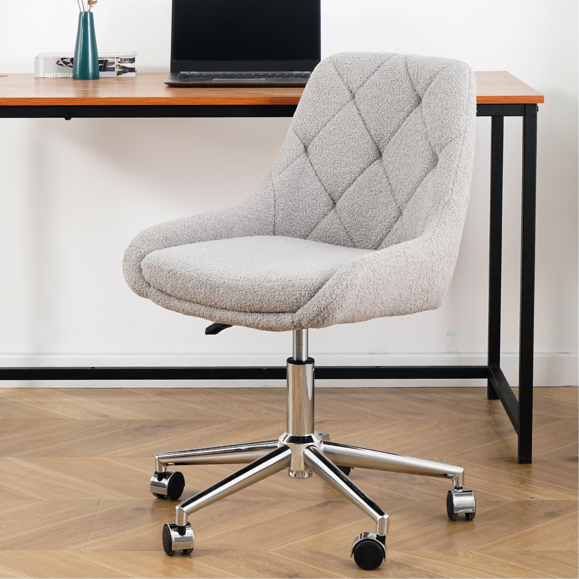 Mercer41 Lift Adjustable Dining Chair, Modern Fleece, Soft Cushion ...